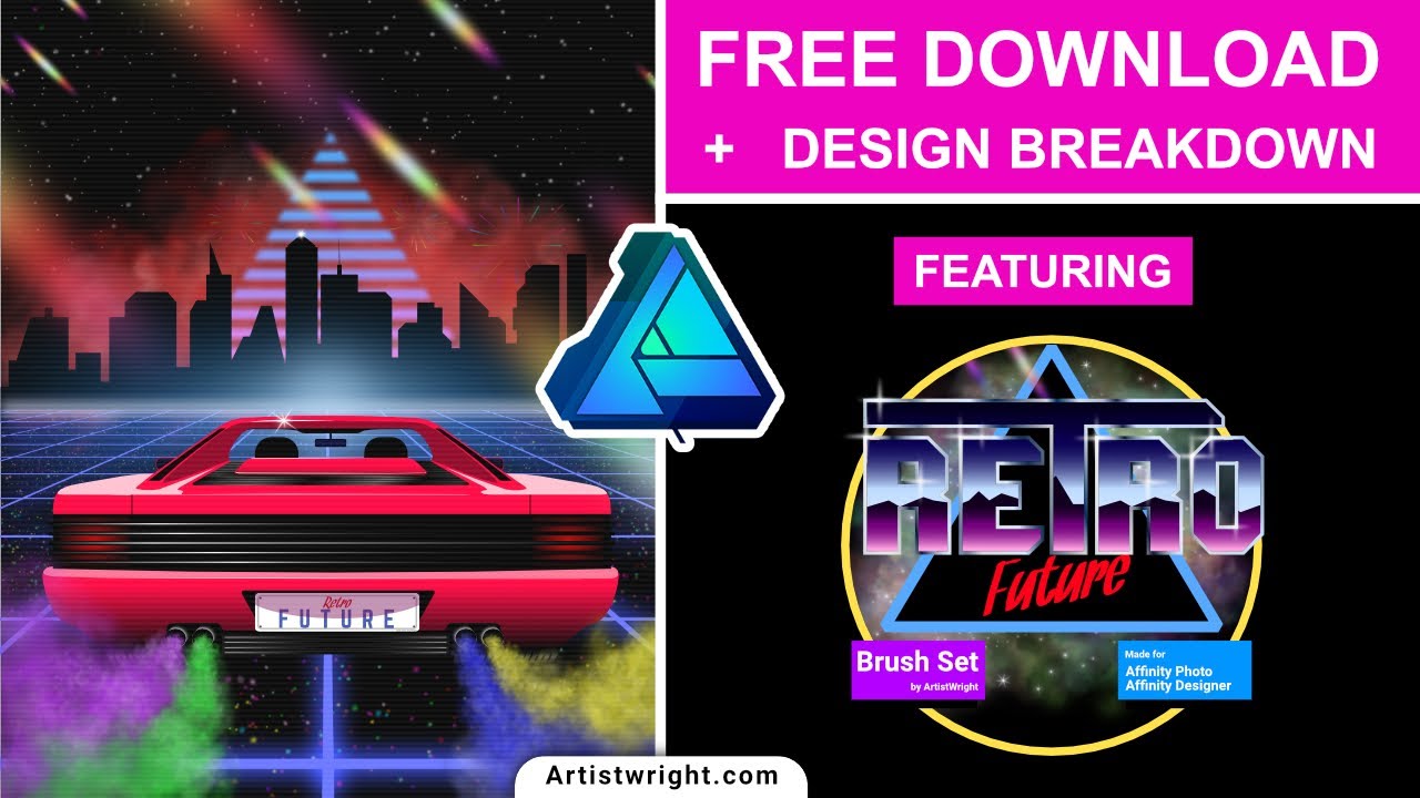 Retro Future Artwork Affinity Designer Tips Free Giveaway Youtube