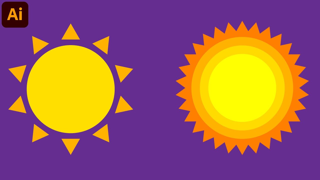 How To Draw The Sun Adobe Illustrator Tutorial Youtube