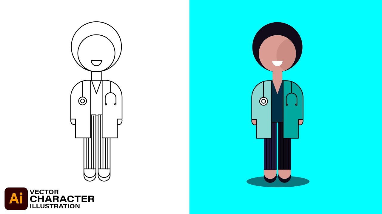 Vector Character Design From Basic Shapes In Adobe Illustrator Youtube