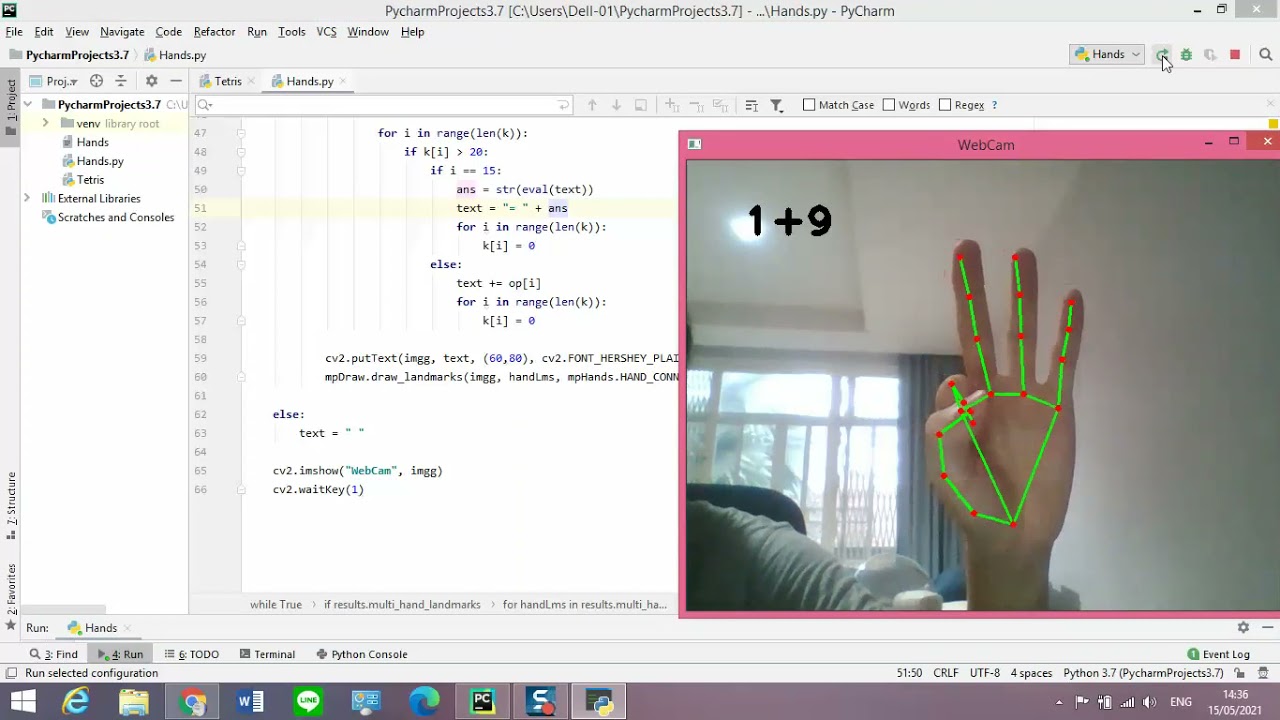 Hand Tracking Calculator Python Opencv Mediapipe Youtube