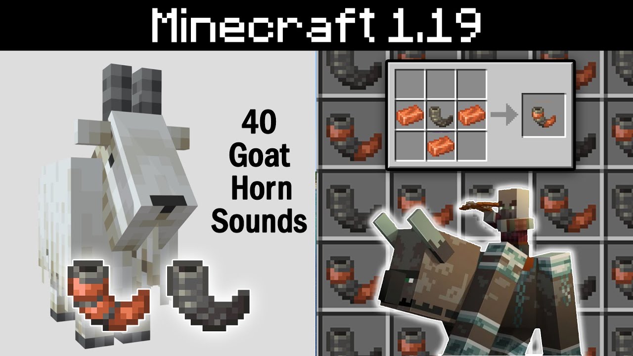 Minecraft 1 19 Goat Horn Copper Horn All 40 Special Sounds And