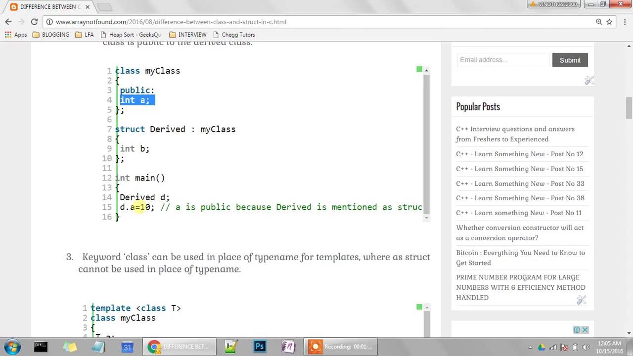 Difference Between Class And Struct In C Youtube