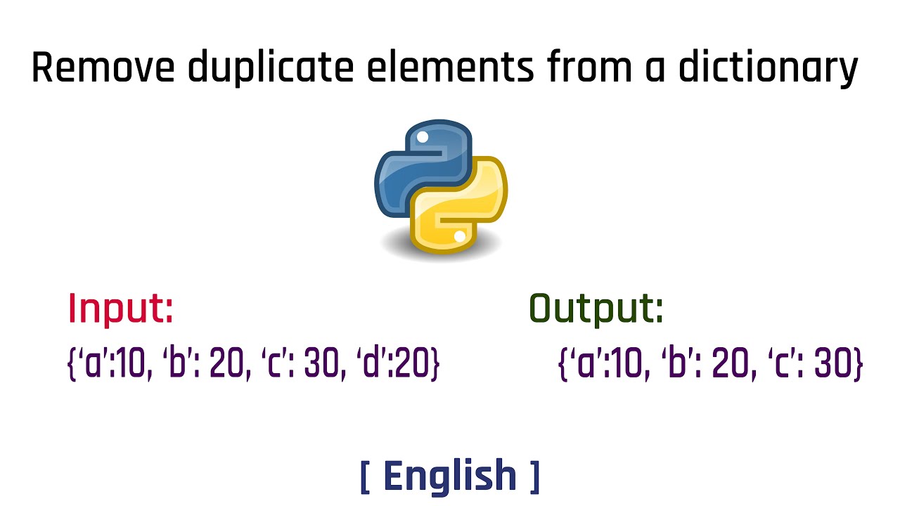 Remove Duplicate Elements From Dictionary Python English Tutorial