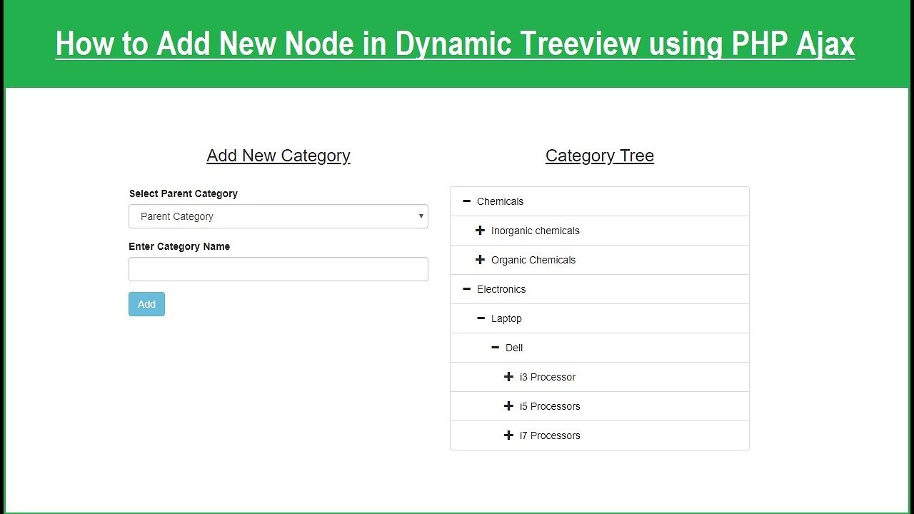 How To Add New Node In Dynamic Treeview Using Php Ajax Youtube