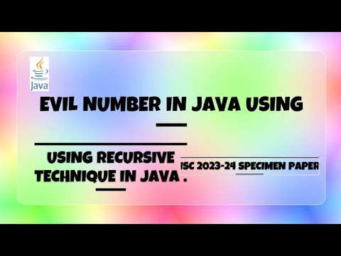 Evil Number Using Recursion In Java Isc Computer Youtube