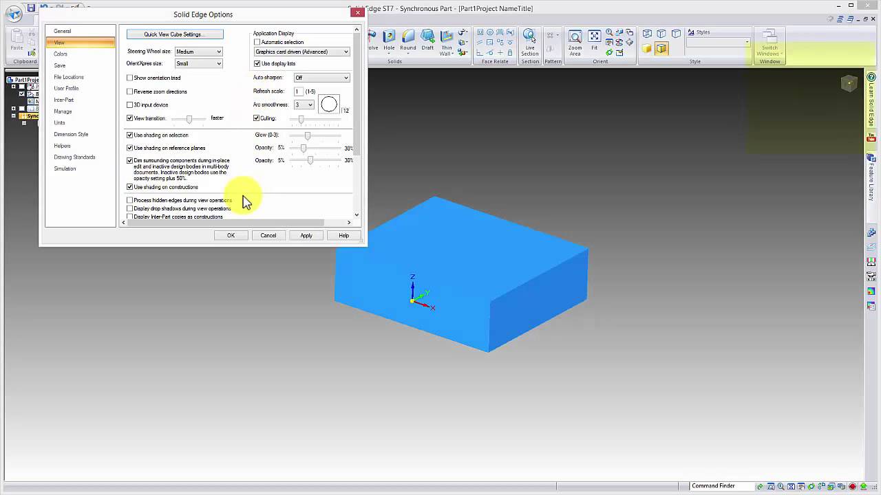 Solid Edge St7 Change Cube Settings Youtube
