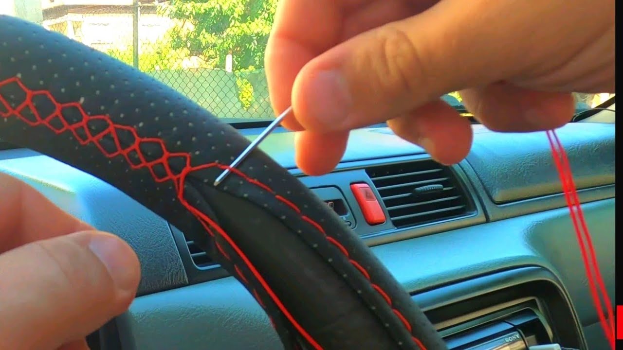 Diy How To Stitch Leather Steering Wheel Cover Easiest Stitch Youtube