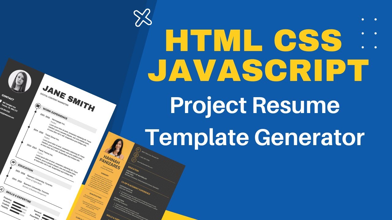 Javascript Project Resume Template Generator Pdf Using Html Css