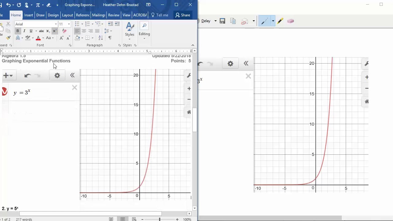 Algebra 1 5 Graphing Exponential Equations In Desmos Youtube