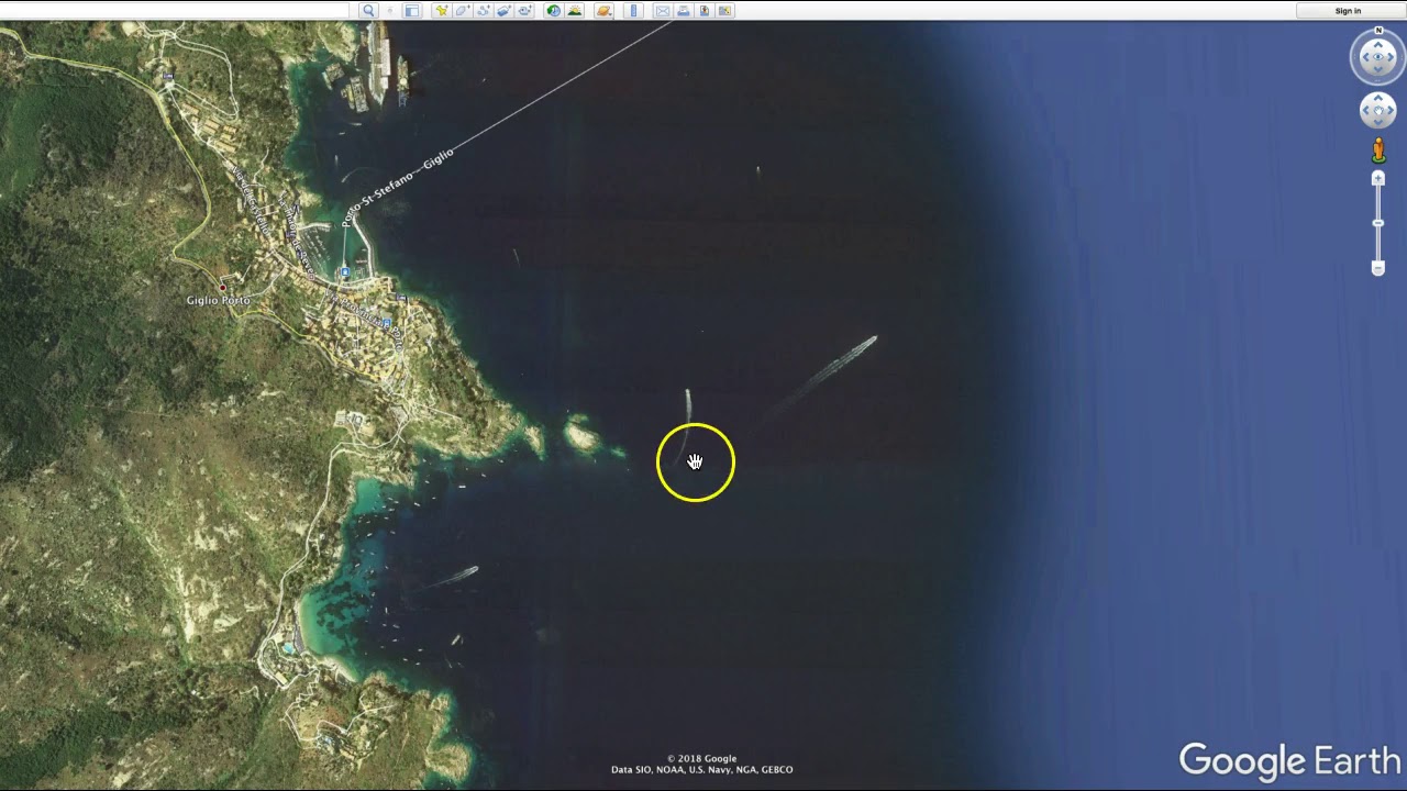 Costa Concordia Sinking Location From Google Earth Youtube
