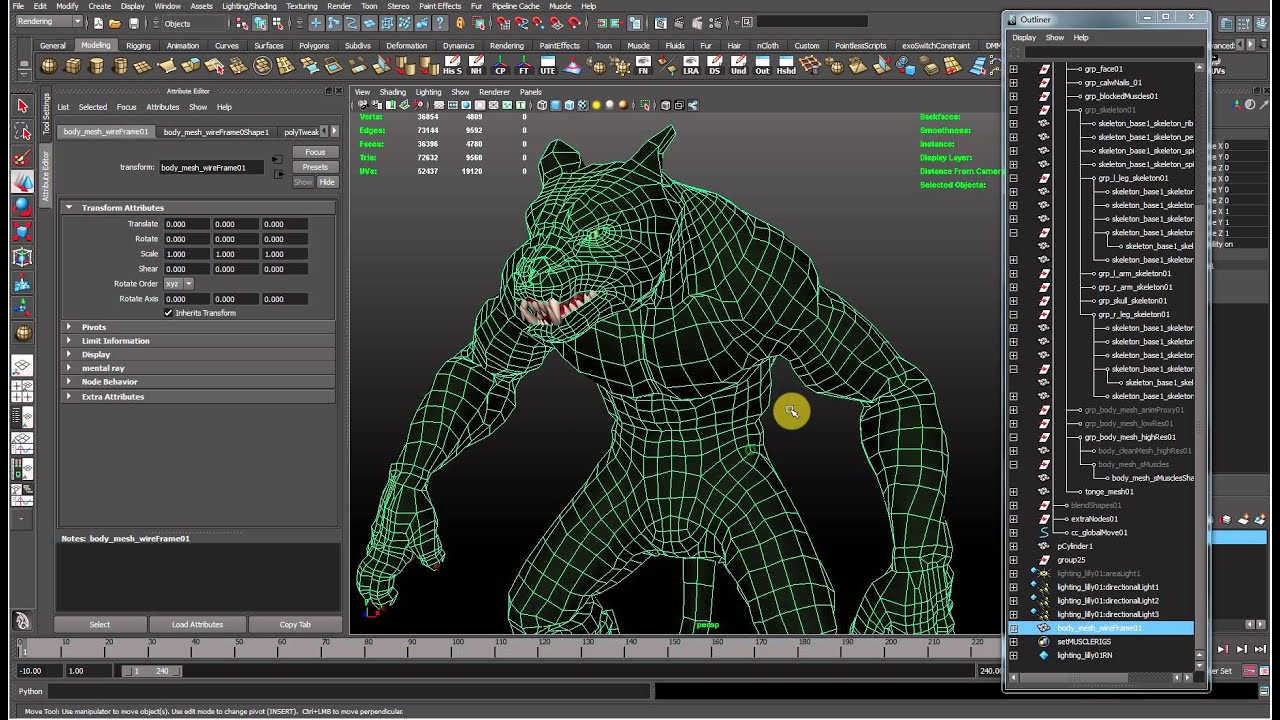 Render Wireframes From Animated Models In Maya Youtube