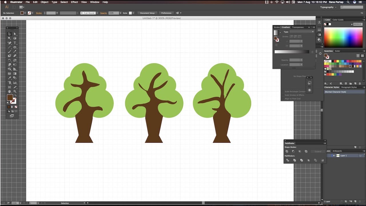 How To Make A Simple Tree In Adobe Illustrator Youtube