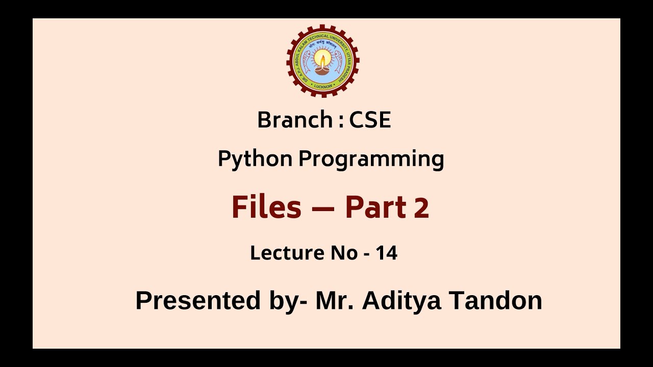 Python Programming Files Part 2 Aktu Digital Education Youtube