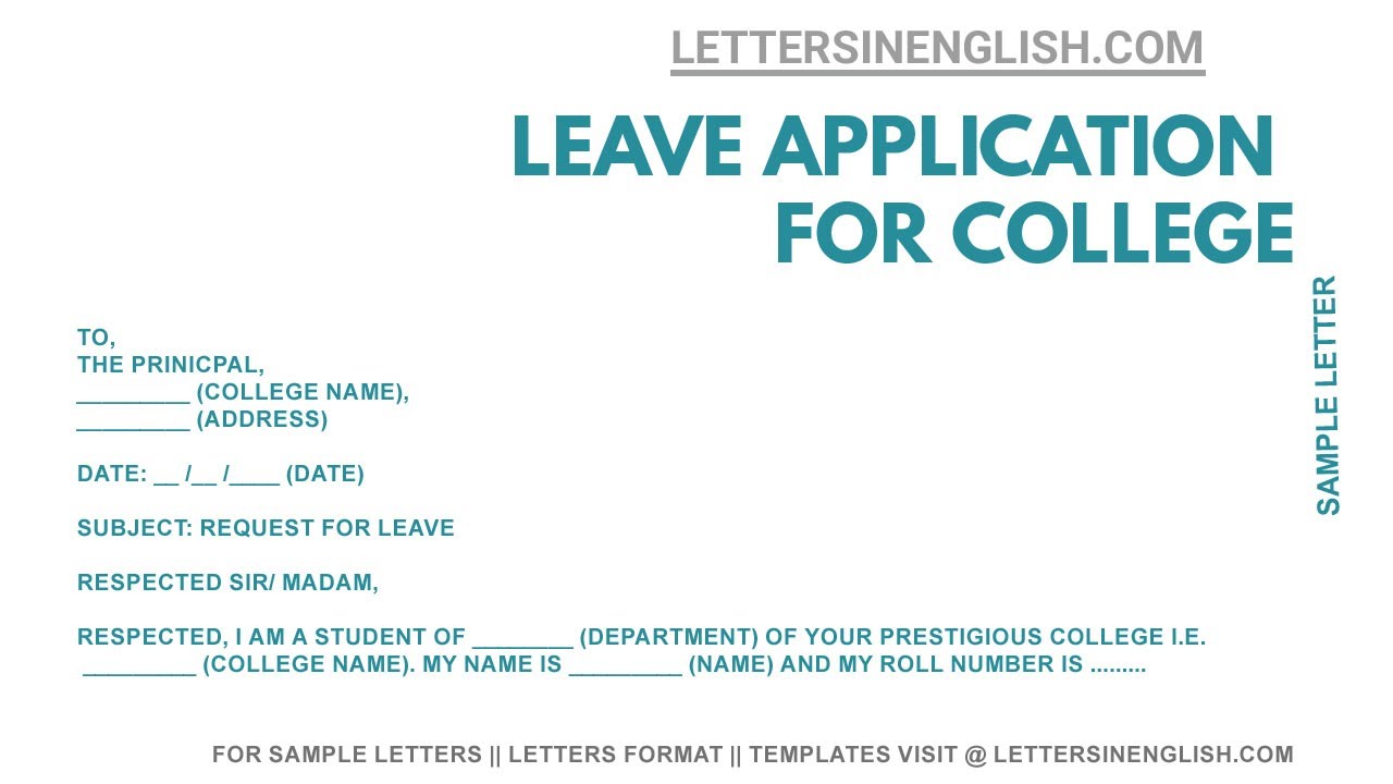 How To Write Leave Application Letter For College Infoupdate Org
