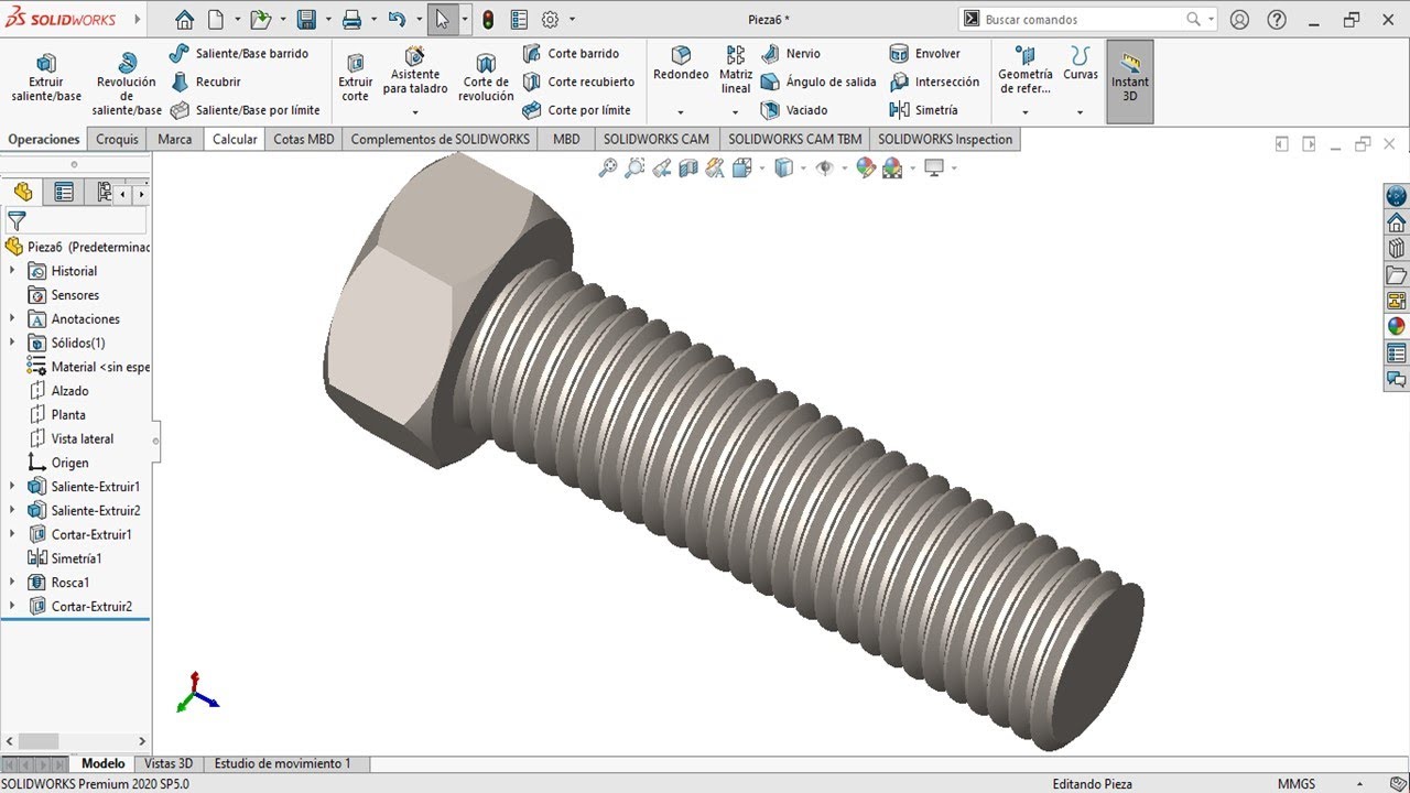 Tutorial Solidworks Tornillo Youtube