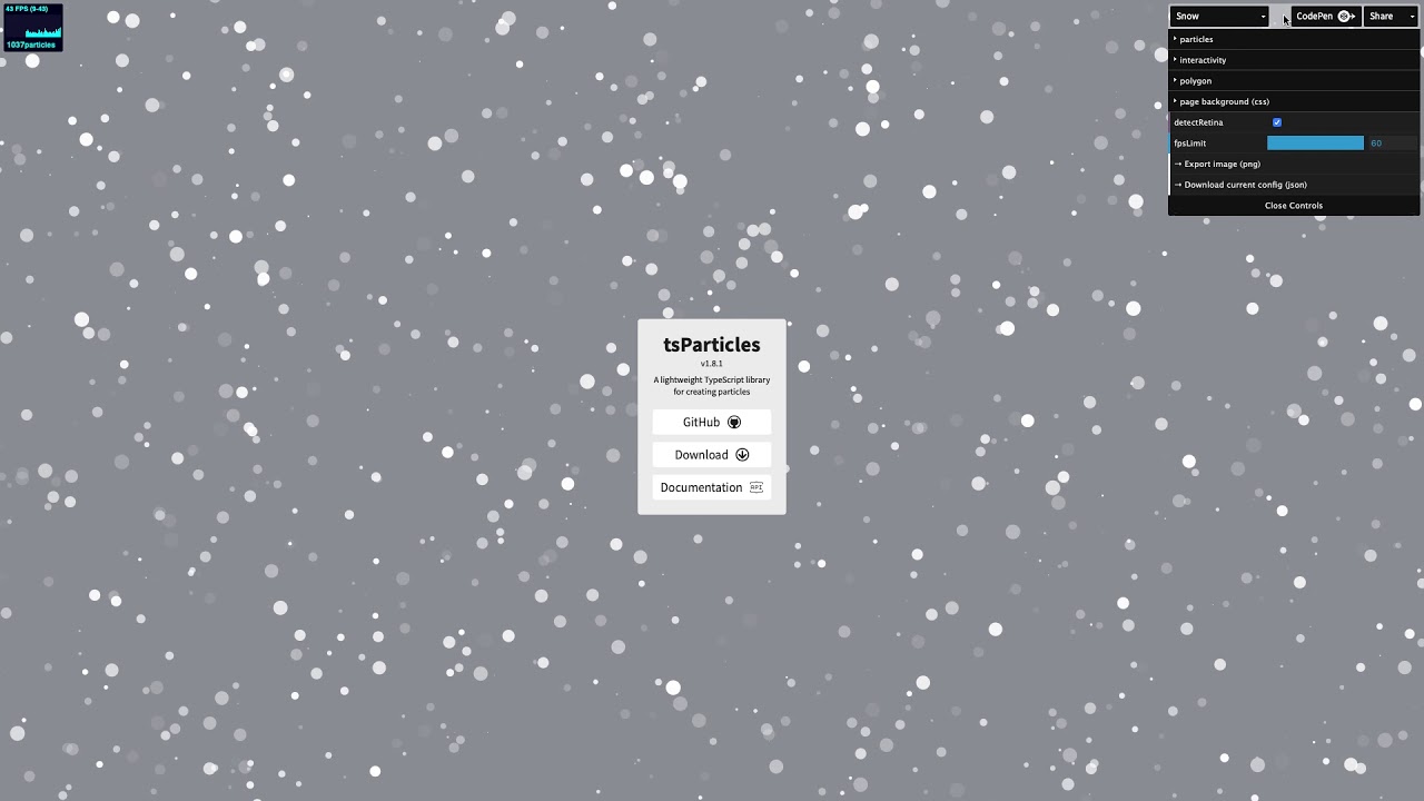 Tsparticles Snow Particles Youtube