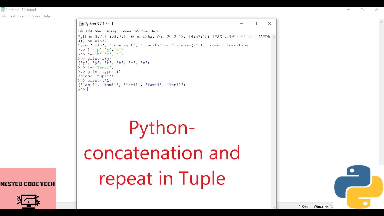 Python Concatenation And Repetitive Operator In Tuple Youtube