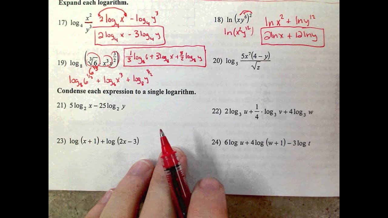 Expand And Condense Logarithms Smarttyred