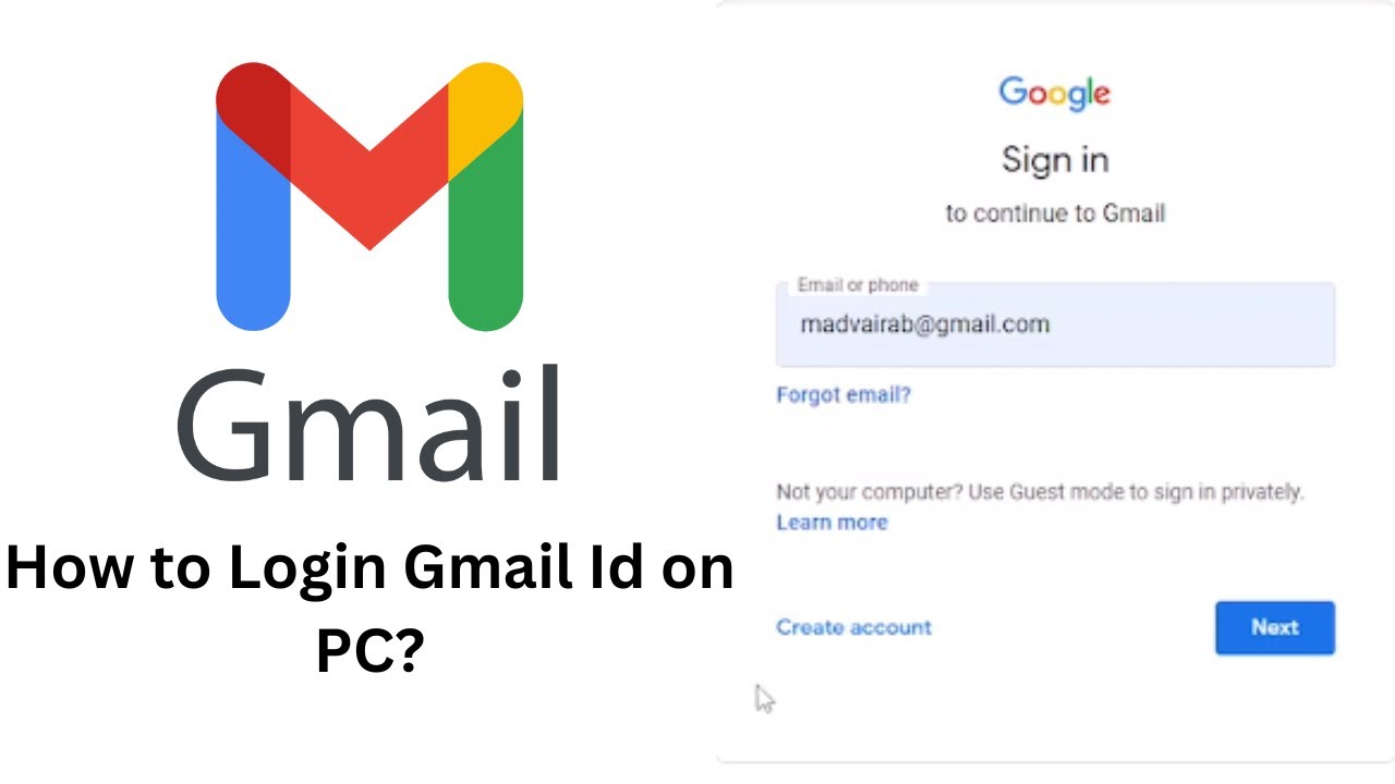 How To Login Gmail Id On Pc Sign In To Gmail Account On Computer Youtube
