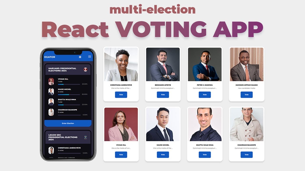 Responsive React Js Multi Election Voting App Design With Redux Toolkit