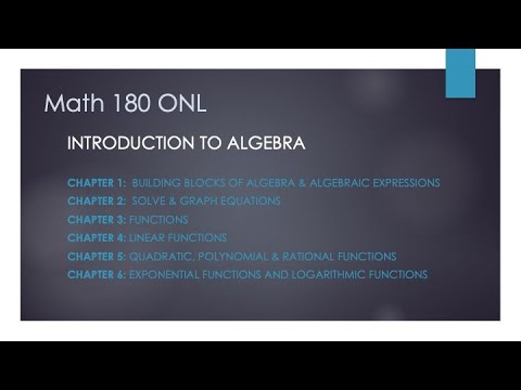Math 180 Onl Introduction To Algebra Youtube