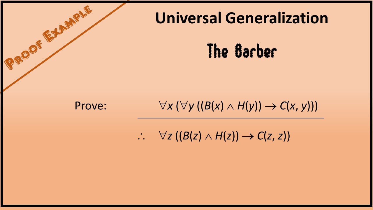 Predicate Logic Proof Example 1 Using Universal Generalization Youtube