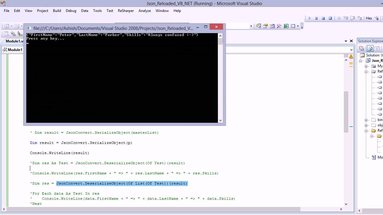Vb Net Json Serialization And Deserialization Youtube