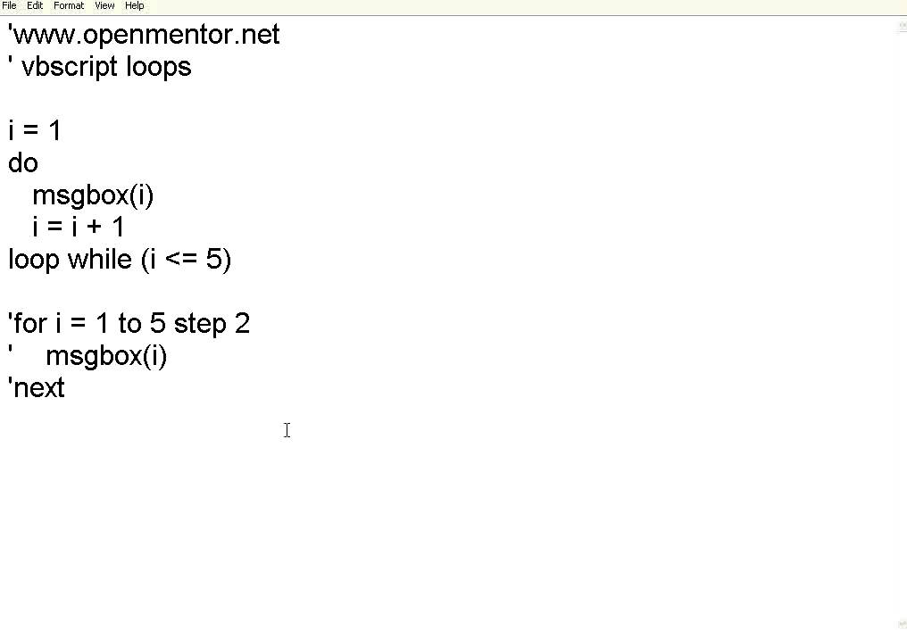 Vbscript 6 Loops Youtube