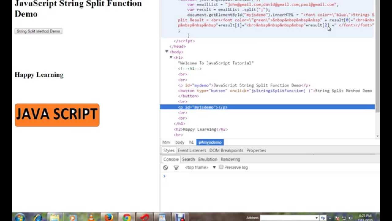 Tamil Strings Split Method In Javascript Demo Youtube