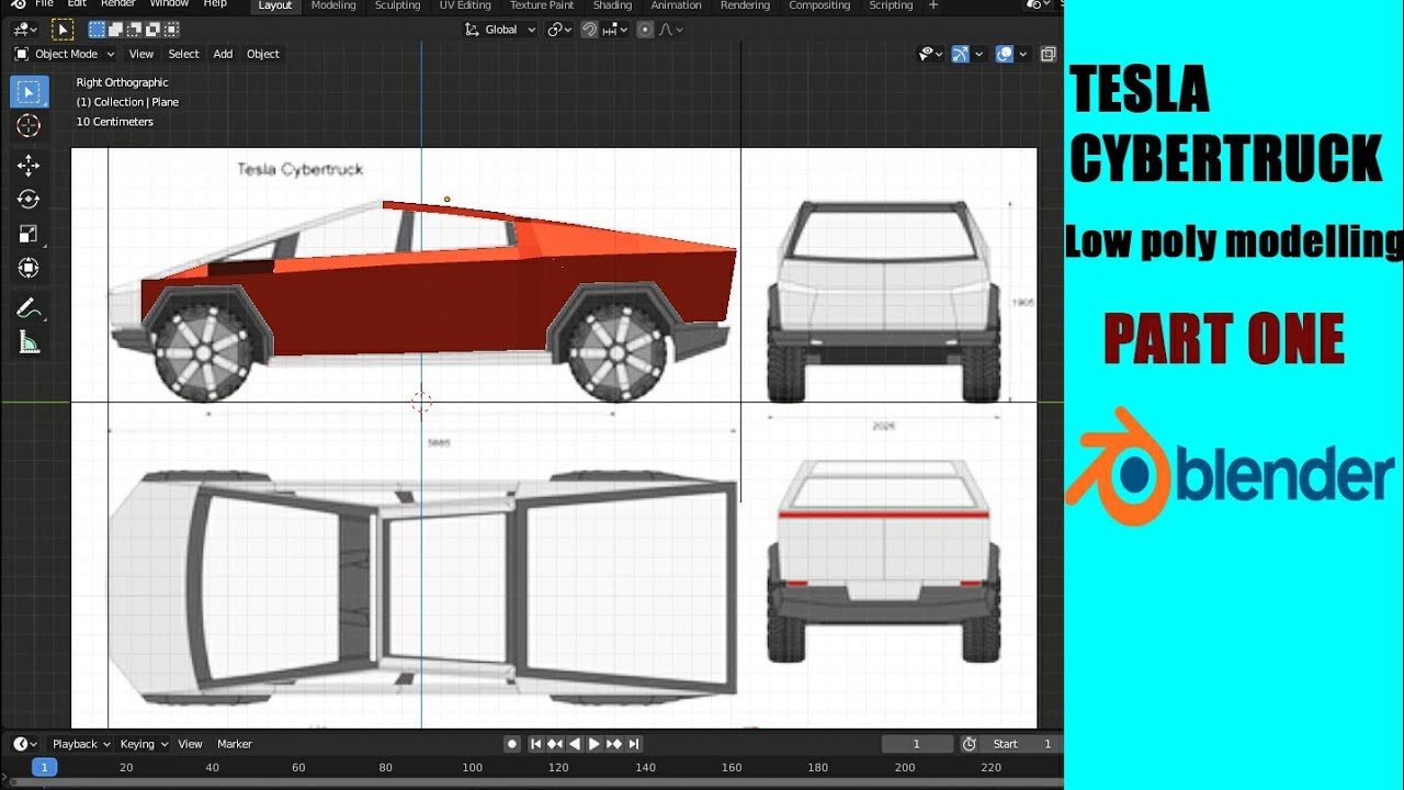 Tesla Cybertruck Modelling Blender 2 81 Low Poly Part 01 Youtube