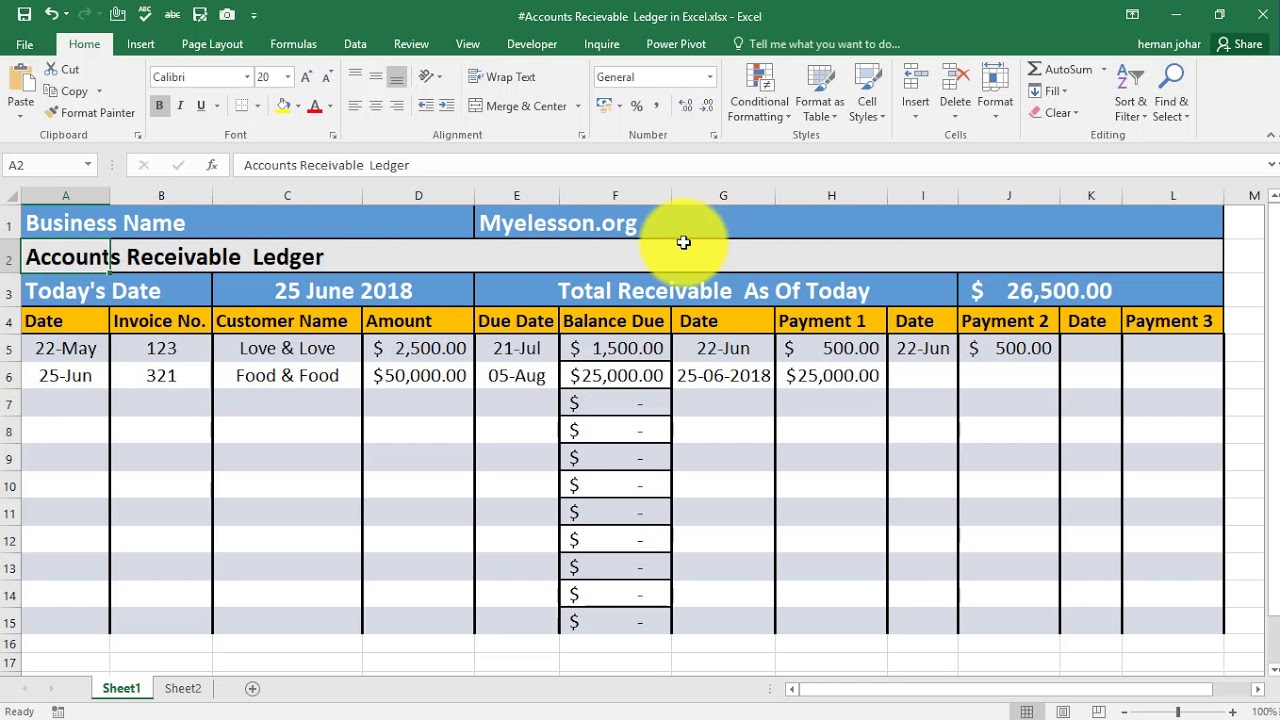 Accounts Receivable Template Excel