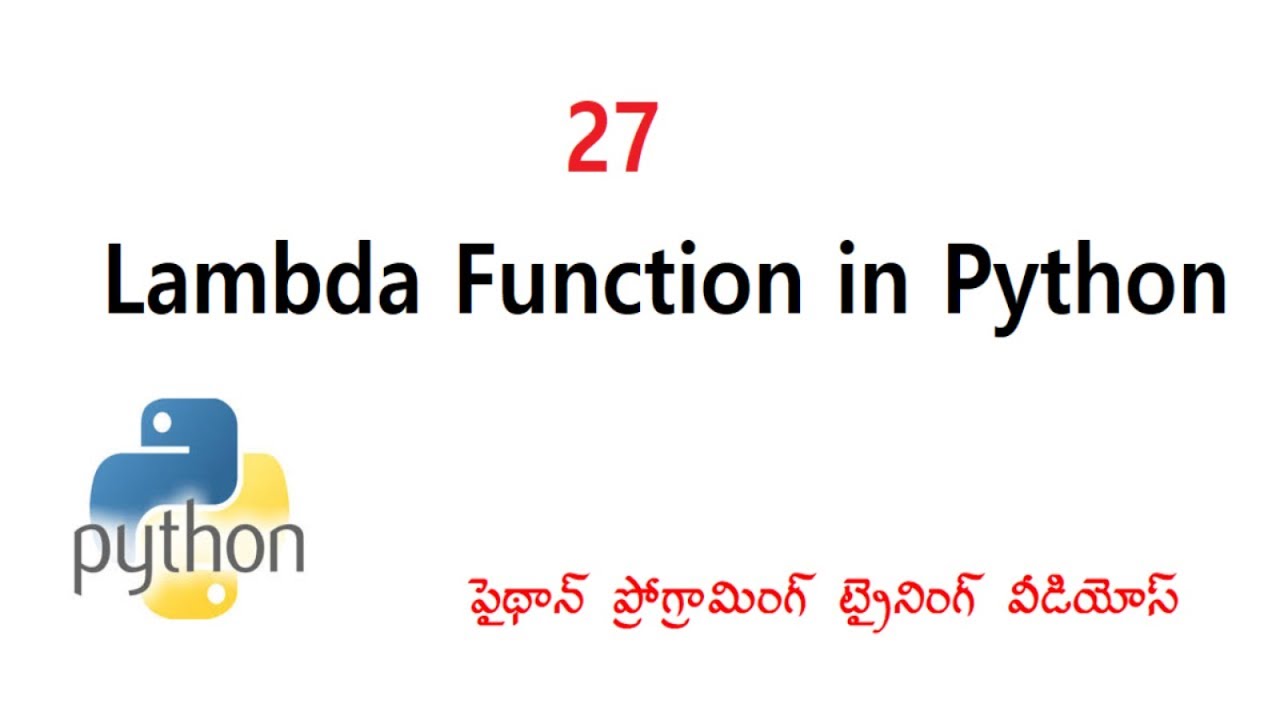 Lambda Function In Python Telugu Vlr Training Class 27 Youtube