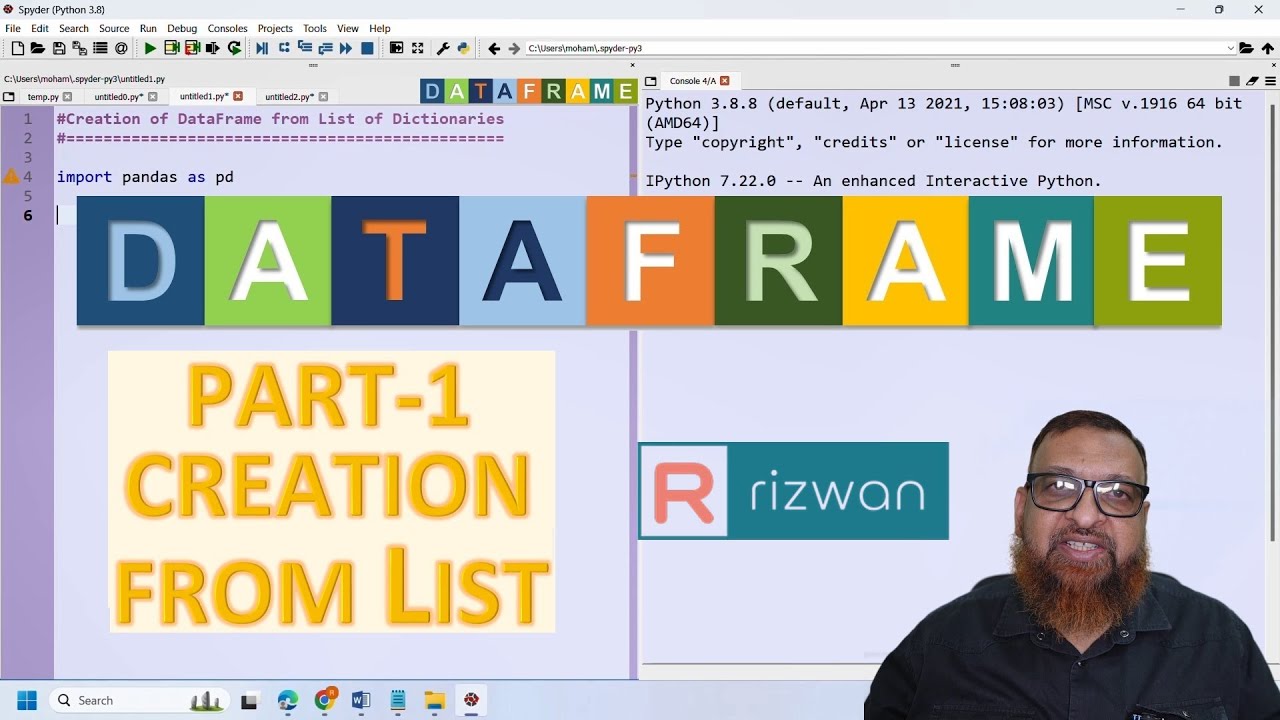 Dataframe Part 1 Creation From List Youtube