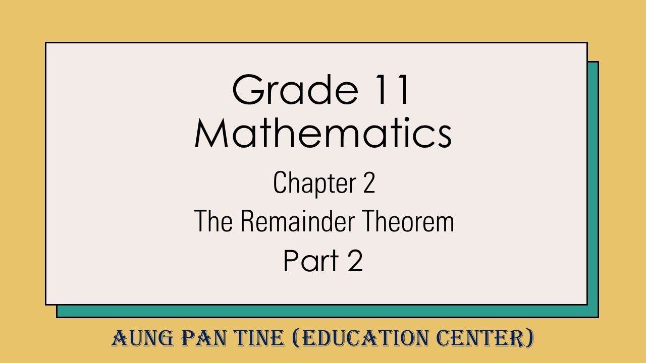 Grade 11 Mathematics Chapter 2 Part 2 Youtube