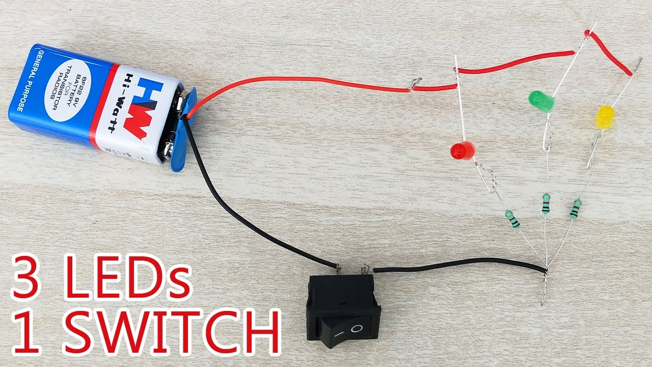 Control 3 Leds With 1 Switch Light Project Connection Youtube