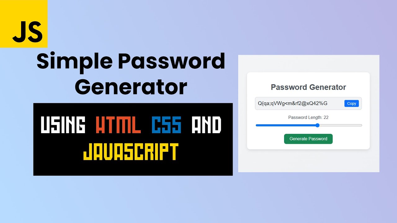 Create A Simple Password Generator With Html Css And Javascript Youtube