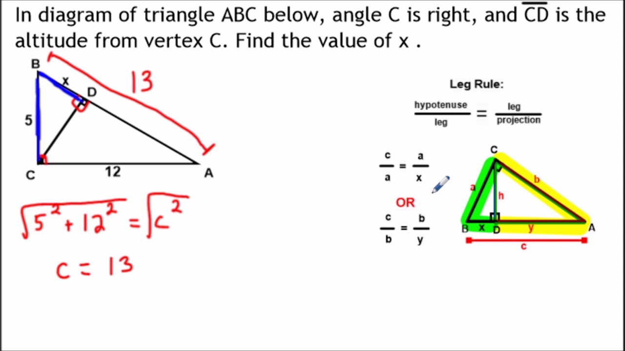 Leg Rule For Right Triangles Youtube