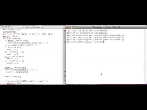 Python Curses Snake Tutorial 2 Movement Part 2 And Control Youtube