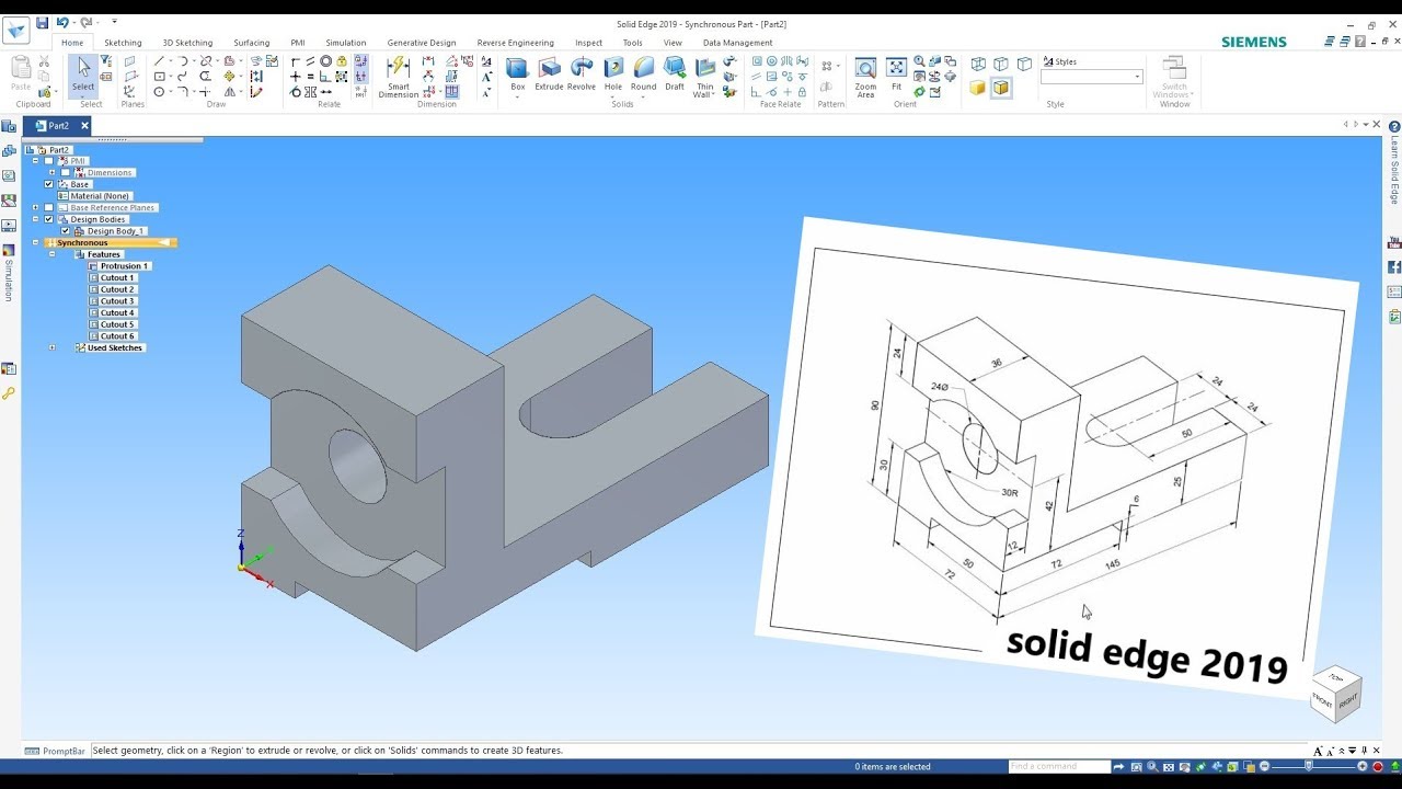 Tutorial Solid Edge 2019 Untuk Pemula Part 1 Youtube