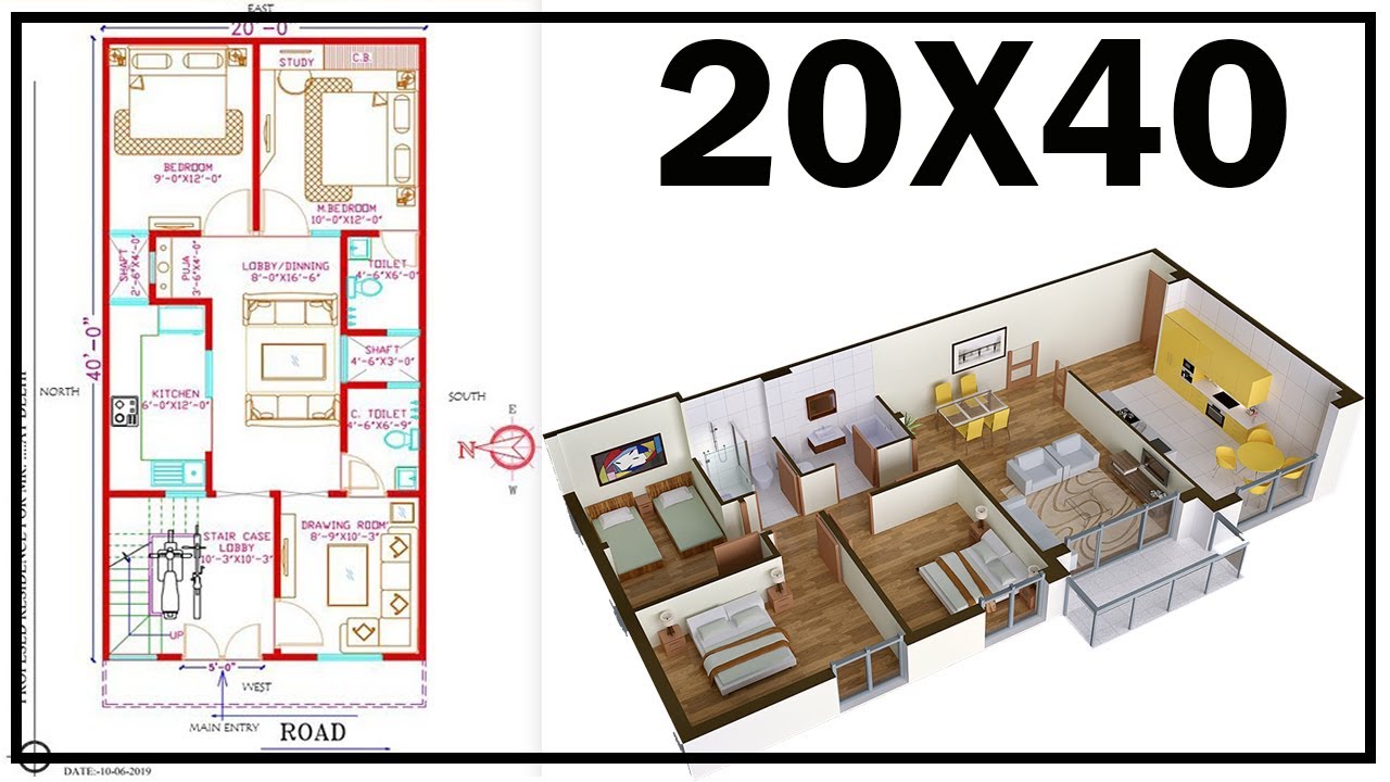 20x40 House Plan 20x40 House Plan 3d Floor Plan 800 Sqft 43 Off