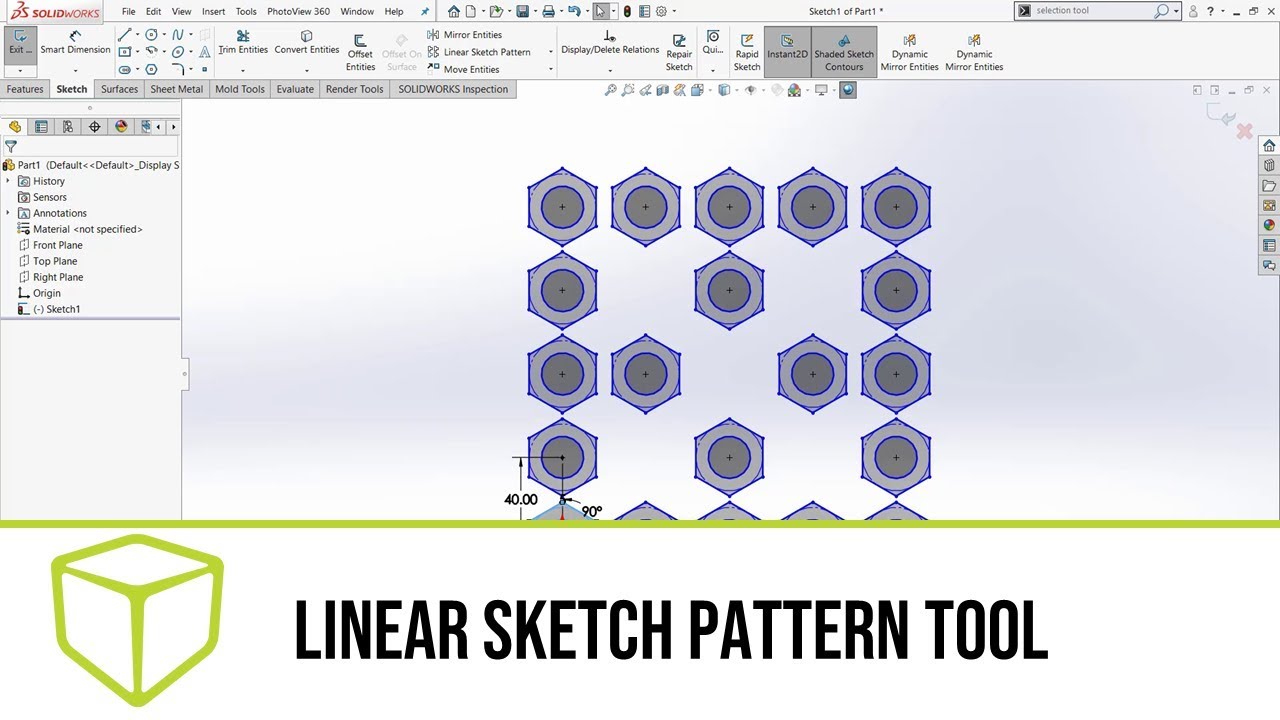 Solidworks 3d Cad Linear Sketch Pattern Tool Youtube