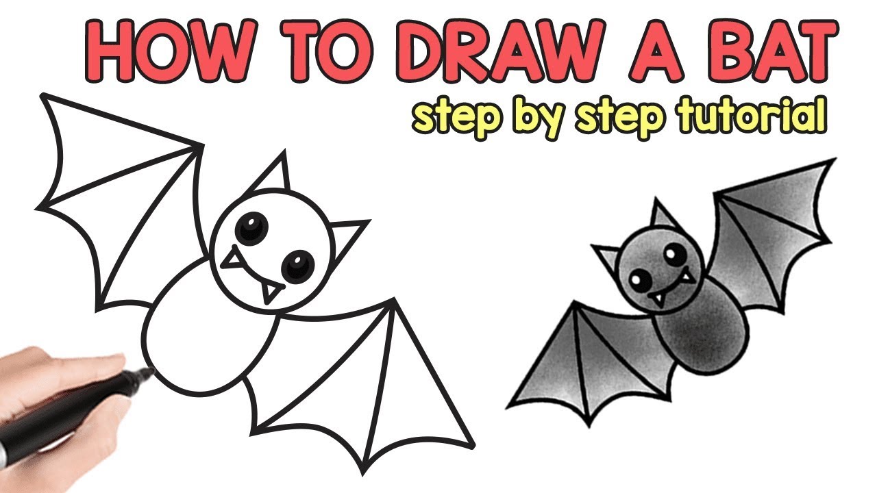 How To Draw A Bat Easy Step By Step Drawing Tutorial Youtube