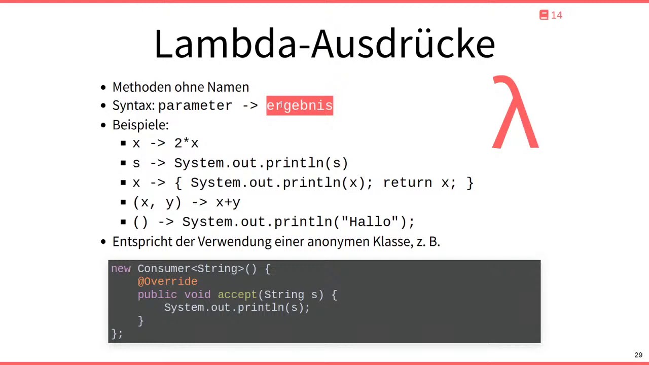 Lambda Ausdrücke In Java Youtube