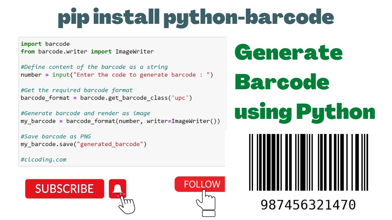 Day 93 Generate Barcode Using Python Youtube
