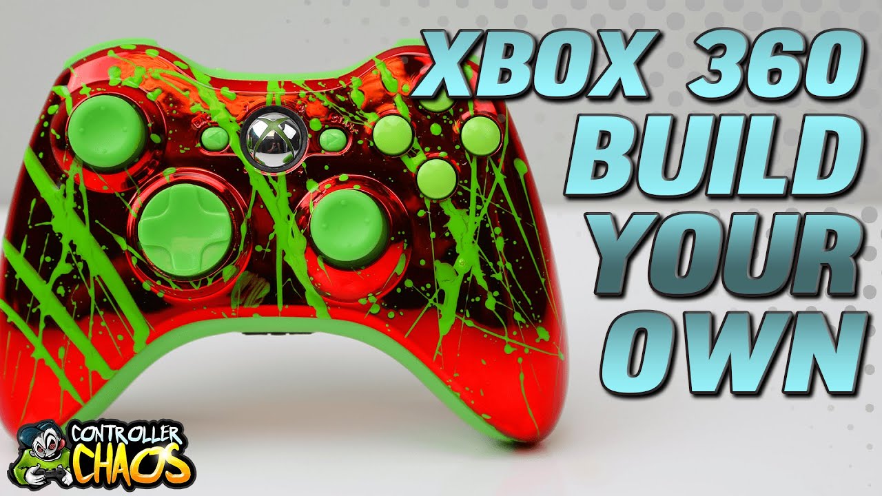 Xbox 360 Chrome Red W Green Splatter Custom Controllers