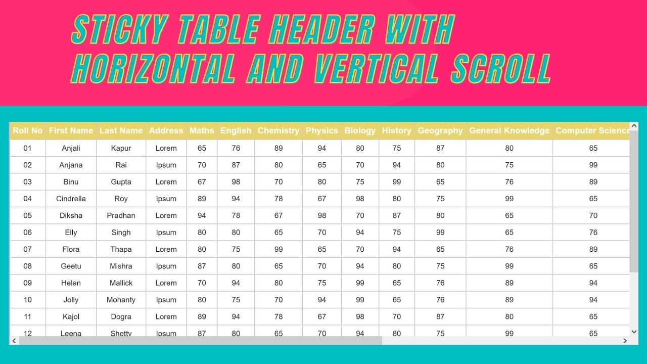 Bootstrap Table Horizontal Scroll Bar At Christian Brown Blog