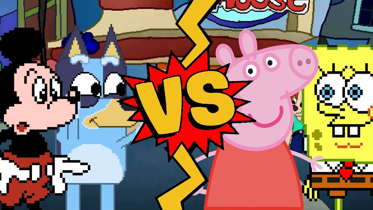 M U G E N Battles Mickey Mouse Bluey Vs Spongebob Peppa Pig Youtube