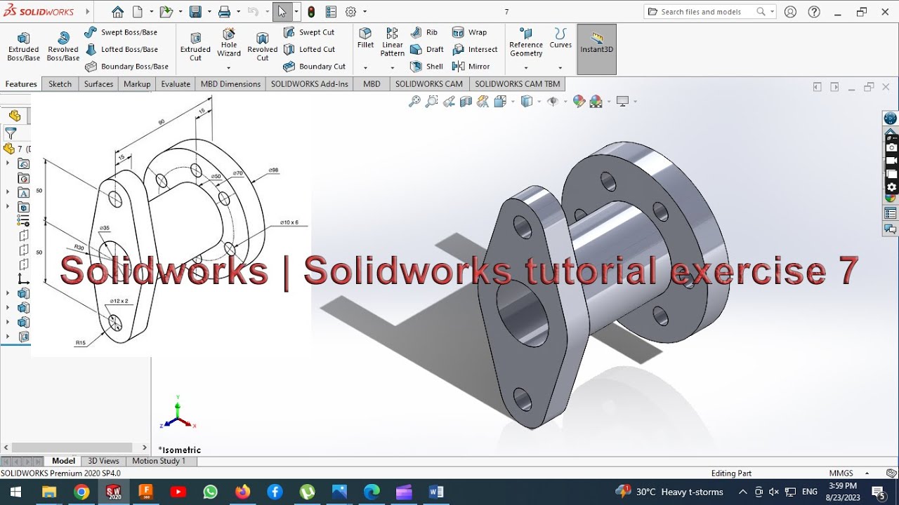 Solidworks Solidworks Tutorial Exercise 7 Exercise 7 Youtube