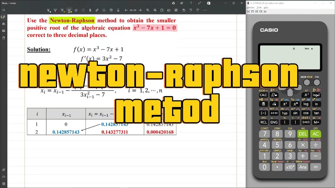 Arabic Newton Raphson Method Using The Calculator Youtube