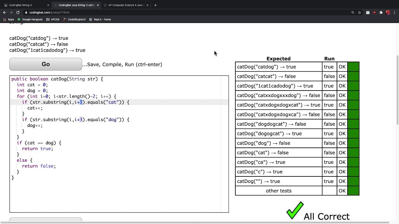 Codingbat String 2 Catdog Youtube